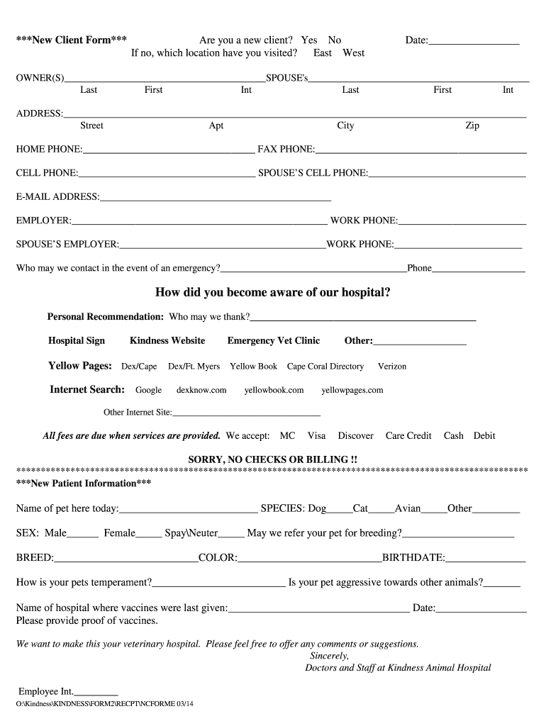 Fillable Online New Client Form Are you a new client Fax Email Print ...