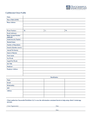 Fillable Online Successful Portfolios Confidential Client Profiledocx ...