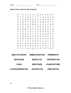 Fillable Online Black History Word Search Find the words hidden in the ...