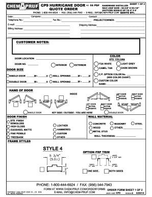 Fillable Online Custom Door Order Form rev Model 1 Fax Email Print ...