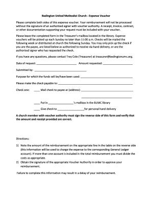 Fillable Online bedingtonumc Voucher Form - Bedington United Methodist ...