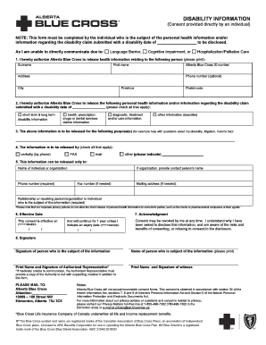 Fillable Online Bdisabilityb information - Alberta Blue Cross Fax Email ...