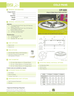 Fillable Online COLD PANS CP500 GENERAL INFORMATION Project Name ...