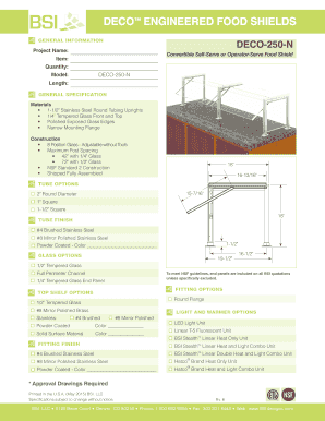 Fillable Online DECO ENGINEERED FOOD SHIELDS - BSI Designs Welcome Fax ...