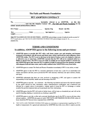 Fillable Online fpbfoundation PET ADOPTION CONTRACT - Rescue of All Breeds of Dogs ...
