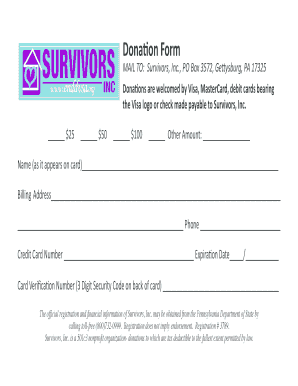 Fillable Online enddvsa Donation Form - Survivors Inc - enddvsa Fax ...
