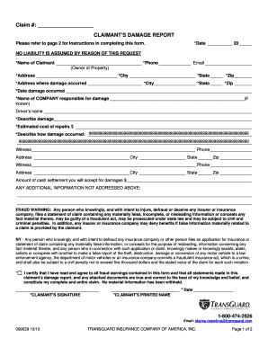 Fillable Online Claim CLAIMANTS DAMAGE REPORT Fax Email Print - pdfFiller