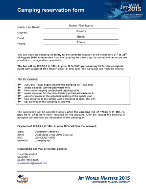Fillable Online ijmc Camping reservation form - IJMC - ijmc Fax Email Print - pdfFiller