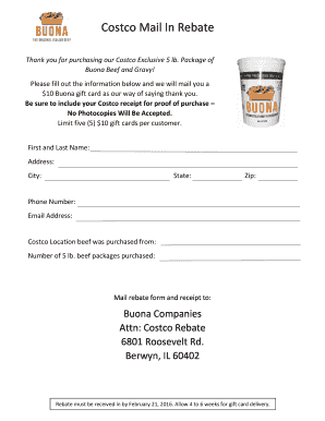 Fillable Online Costco Mail In Rebate - bBuonab Fax Email Print - pdfFiller