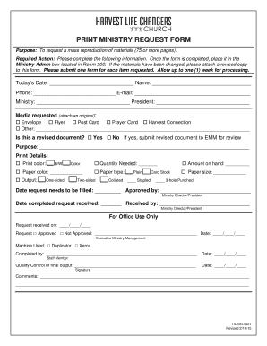 Fillable Online PRINT MINISTRY REQUEST FORM ...