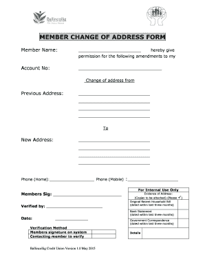 Fillable Online bcu MEMBER CHANGE OF ADDRESS FORM - Ballincollig Credit ...