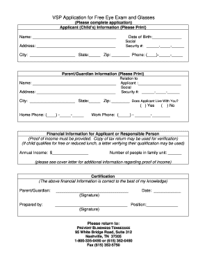Fillable Online VSP bApplicationb - Prevent Blindness Fax Email Print ...