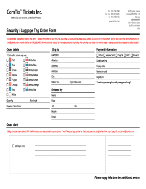 Fillable Online Order luggage form - bComTixb Tickets Inc Fax Email ...