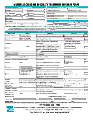 Fillable Online MULTIPLE SCLEROSIS SPECIALTY TREATMENT REFERRAL FORM ...