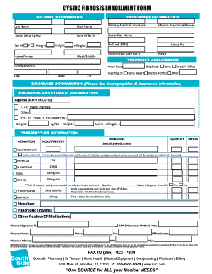 Fillable Online CYSTIC FIBROSIS ENROLLMENT FORM - Houston Texas Fax ...