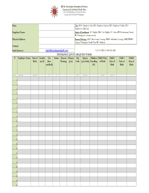 Fillable Online INSURANCE QUOTE REQUEST FORM Fax Email Print - pdfFiller