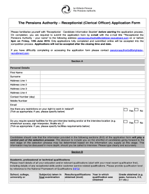 Fillable Online Pensionsauthority-receptionist-applicationform 