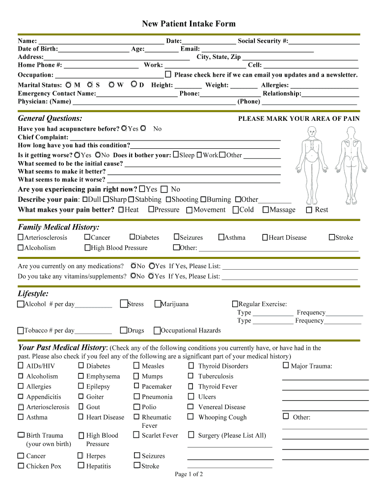 Acupuncture Form Fill Online Printable Fillable Blank PdfFiller