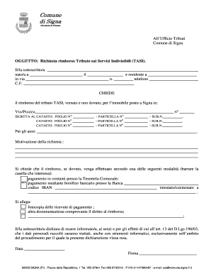 Compilabile Online comune signa fi modulo rimborso TASI Fax Email ...