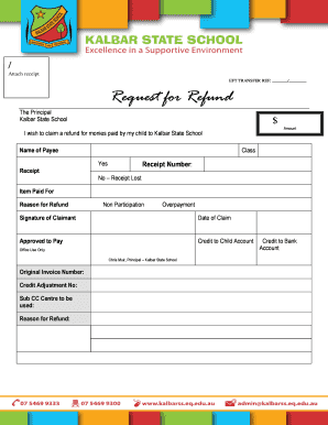 Fillable Online kalbarss eq edu Application for refund form - RMIT ...