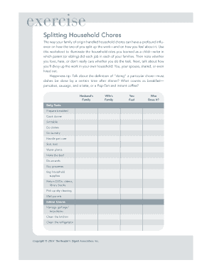 Fillable Online Splitting Household Chores Fax Email Print - pdfFiller