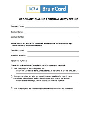 Fillable Online Merchant dial-up terminal (mdt) set-up - BruinCard Fax ...