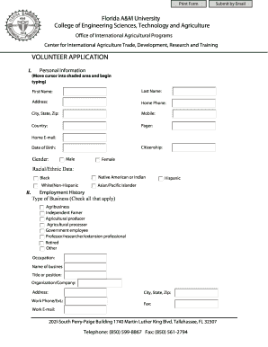 Fillable Online famu Volunteer application - FAMUedu Fax Email Print - pdfFiller
