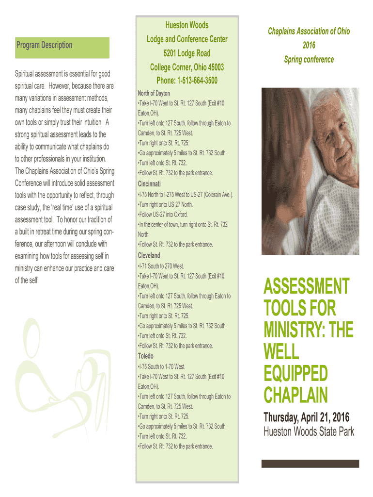 Fillable Online chapsohio Assessment tools for ministry: the well ...