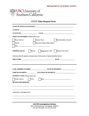 Fillable Online dps usc CCTV Video Request Form - University of ...