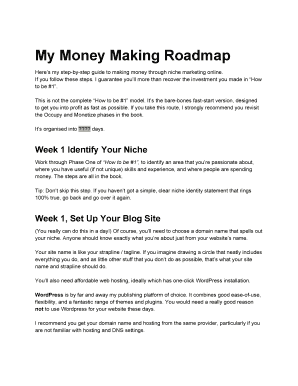 Fillable Online My Money Making Roadmap Fax Email Print - pdfFiller