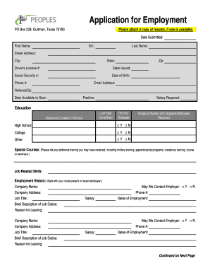 Fillable Online Peoples Application for Employment.pdf - Peoples ...