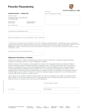 Fillable Online porsche Autogiroanmlan medgivande - bPorschebbseb Fax ...