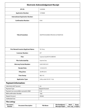 Fillable Online Electronic Acknowledgement Receipt EFS ID: 13476058 Application Number: 12769668 ...