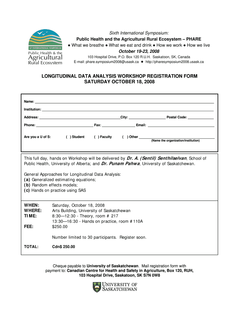 Fillable Online Longitudinal Data Analysis Workshop Fax Email Print - pdfFiller