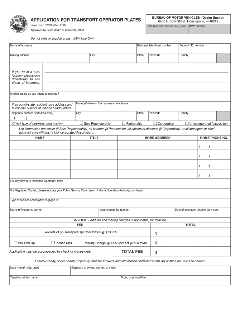 Printable Temporary License Plate Indiana 2020 2022 Fill And Sign 