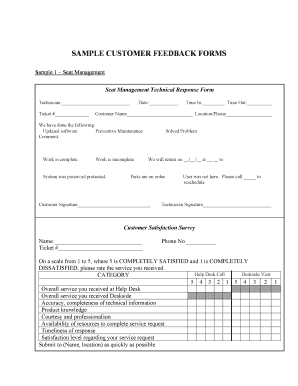Fillable Online acquisition Sample Customer Feedback Form - acquisition ...
