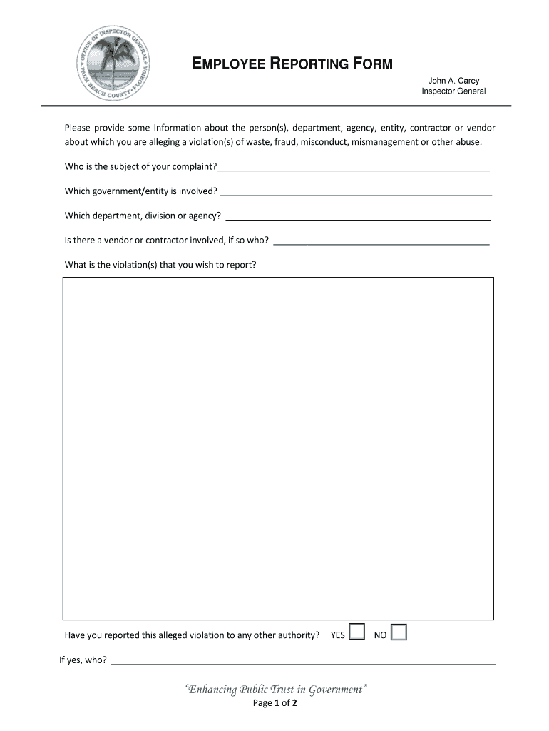 Fillable Online Employee Reporting Form Fax Email Print - pdfFiller