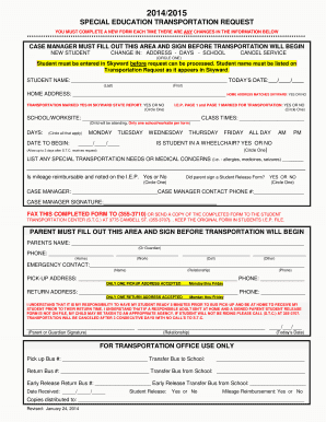 Fillable Online public rcas SpEd Bus Form 2014 - public rcas Fax Email ...