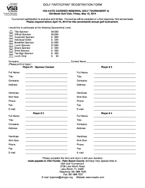 Fillable Online GOLF PARTICIPANT REGISTRATION FORM Fax Email Print ...