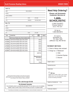 Fillable Online Order Form Scott Foresman:orderform.qxd.qxd - Scholastic Fax Email Print - pdfFiller
