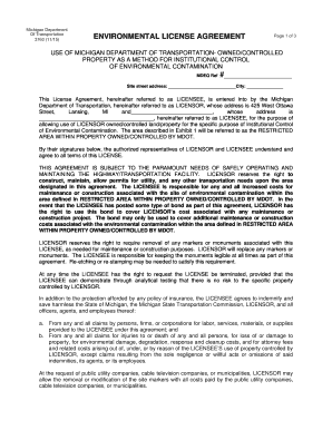 Fillable Online ENVIRONMENTAL LICENSE AGREEMENT Fax Email Print - pdfFiller