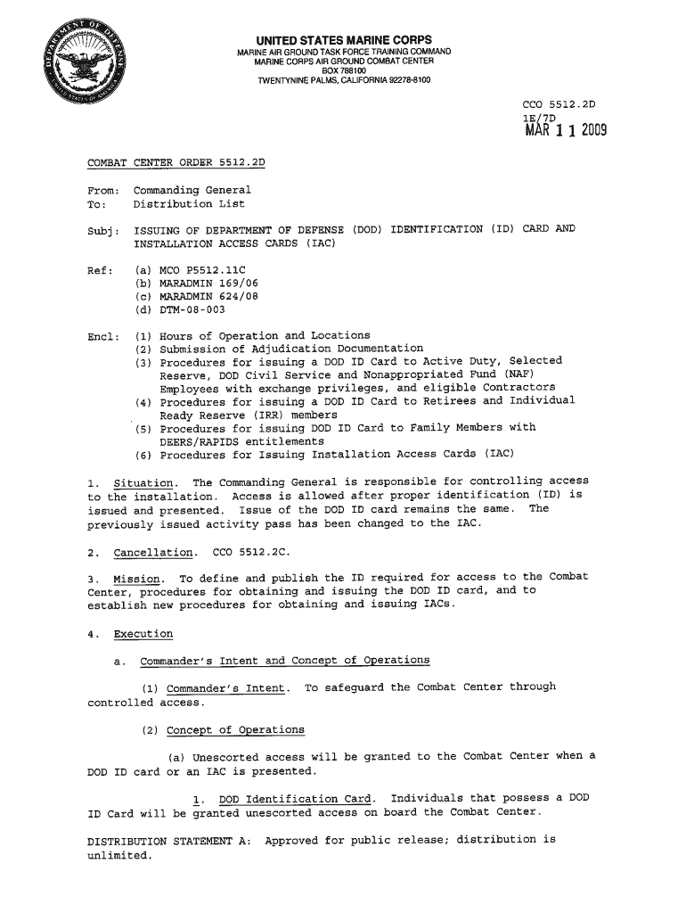 Fillable Online Combat Center Order 5512.2D Fax Email Print - pdfFiller