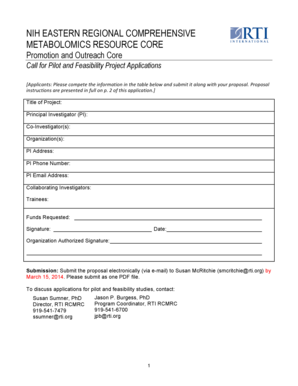 Fillable Online rti Pilot and Feasibility Studies Application Form ...