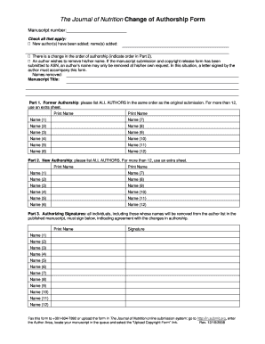 Authorship Change Form
