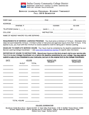 Dallas County Community Service Timesheet - Fill and Sign Printable ...