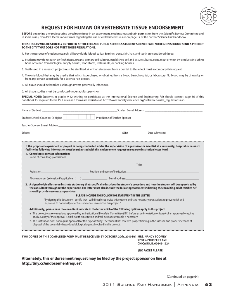 Fillable Online Request for Human or Vertebrate Tissue Endorsement Fax Email Print - pdfFiller