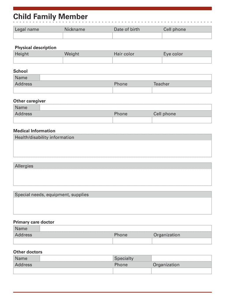 Fillable Online Information Sheet Child Form - Williams Kastner Fax Email Print - pdfFiller
