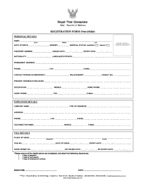 Fillable Online Royal Thai Consulate registration Form (Thai Citizen ...