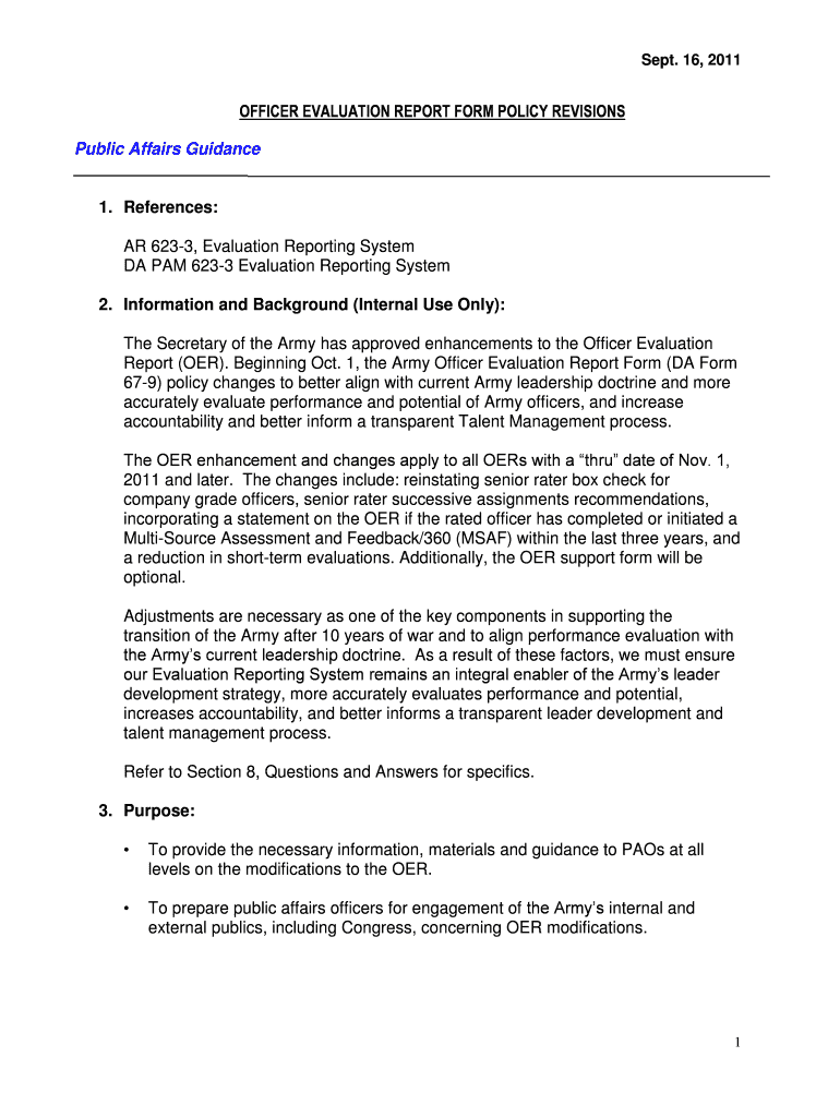 Fillable Online g1arng army pentagon OFFICER EVALUATION REPORT FORM ...