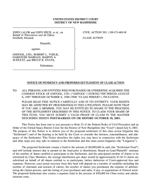 Fillable Online securities stanford 1 Notice Of Pendency And Proposed ...